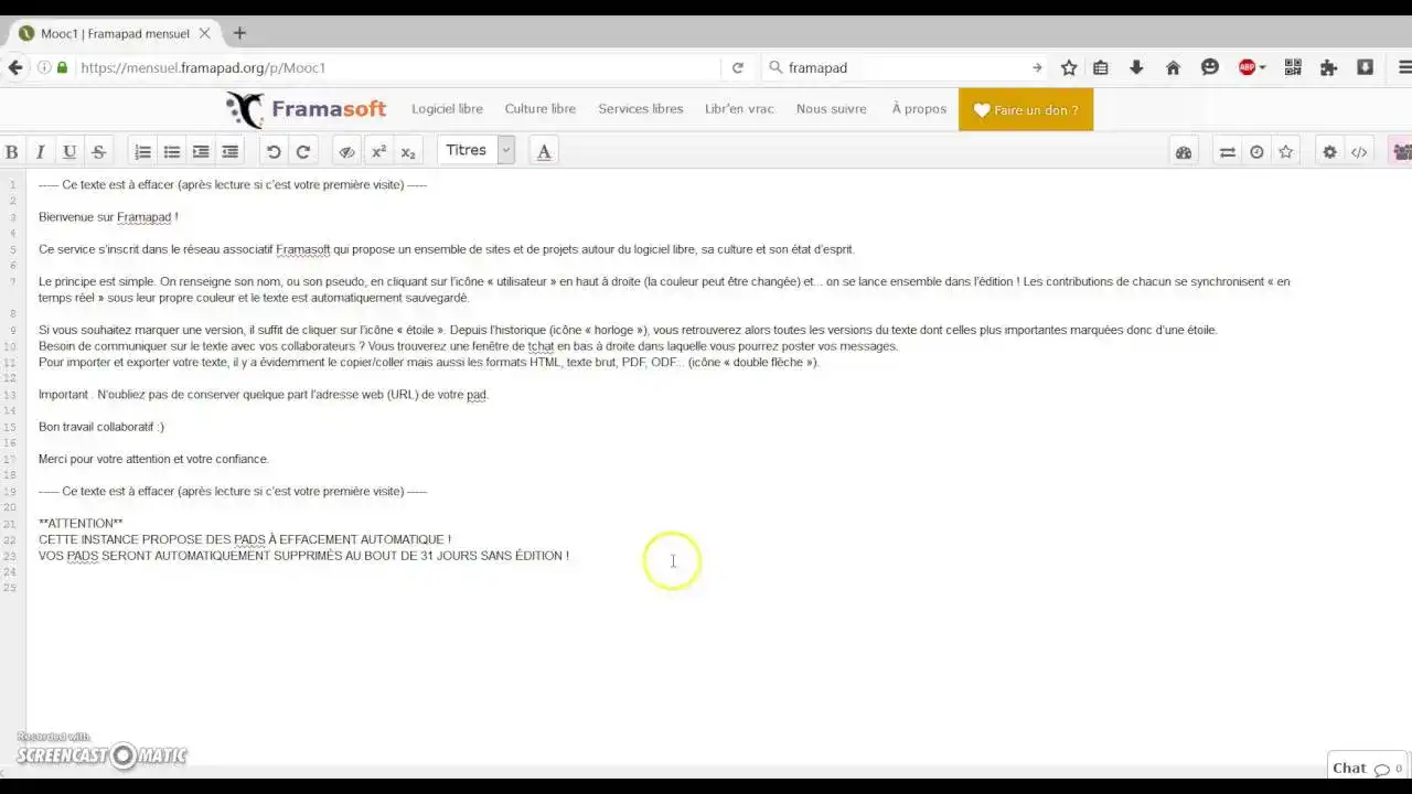 Tutoriel Framapad - VideoTutoriels