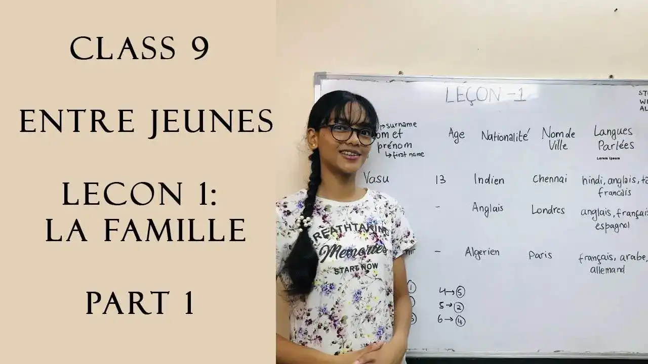 Class 9 Entre Jeunes - Leçon 1 La Famille PART 1 - VideoTutoriels